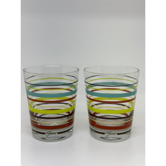 Fiesta | Accents | Vtg 8s Fiesta Glass Retro Stripe Tumblers 45x35 Set ...